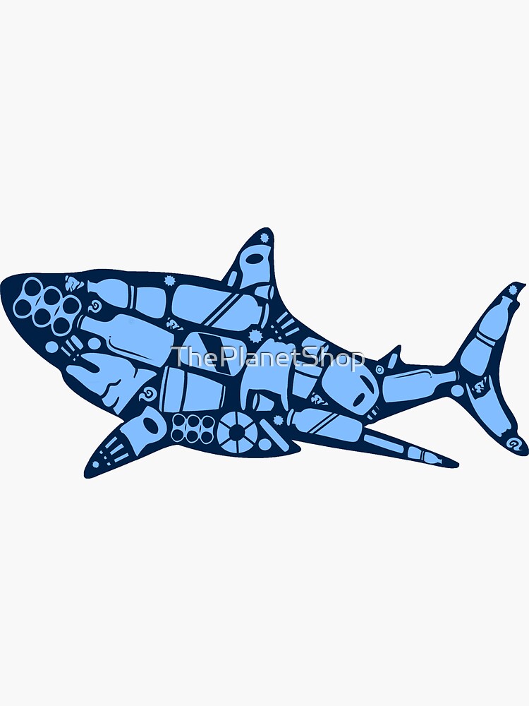 "Plastic Shark- Blue" Sticker for Sale by ThePlanetShop | Redbubble