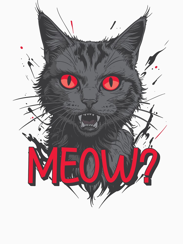 "Meow? – Angry Cat Funny Minimal Design" Essential T-Shirt for Sale by ...