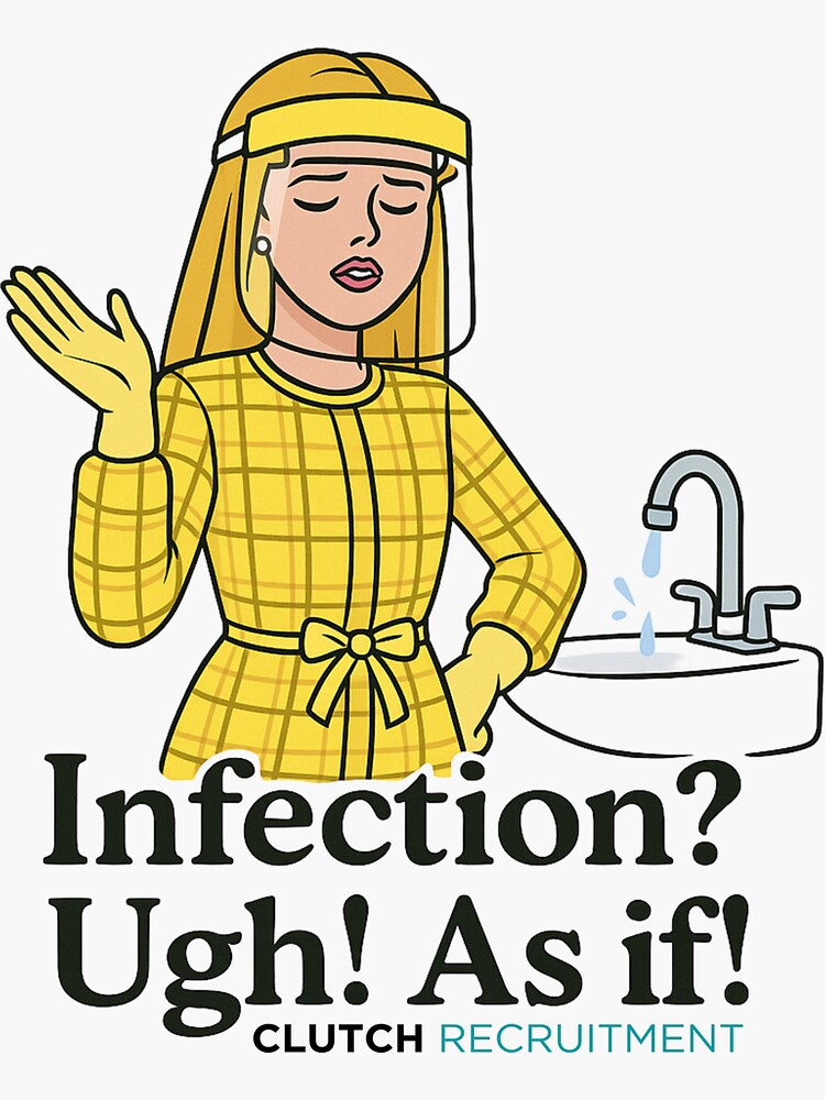 "Infection? Ugh! As if!" Sticker for Sale by clutchrecruit | Redbubble