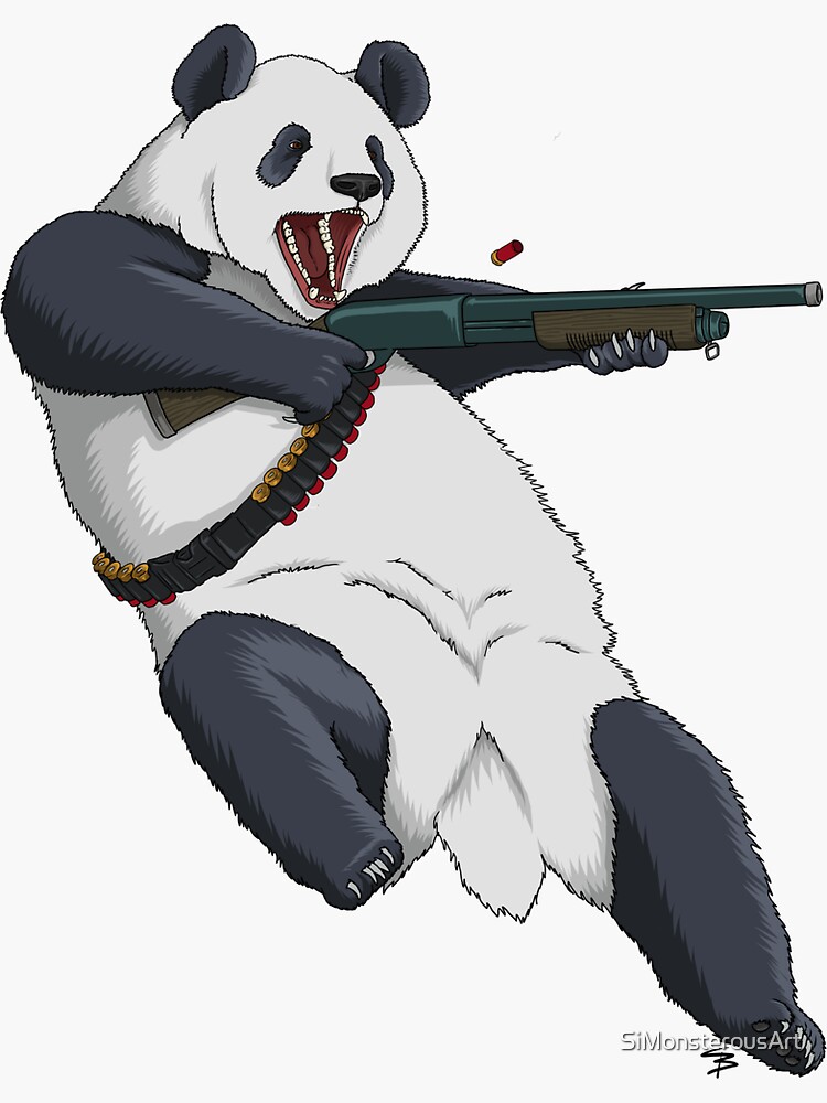 "Shotgun panda!" Sticker for Sale by SiMonsterousArt | Redbubble