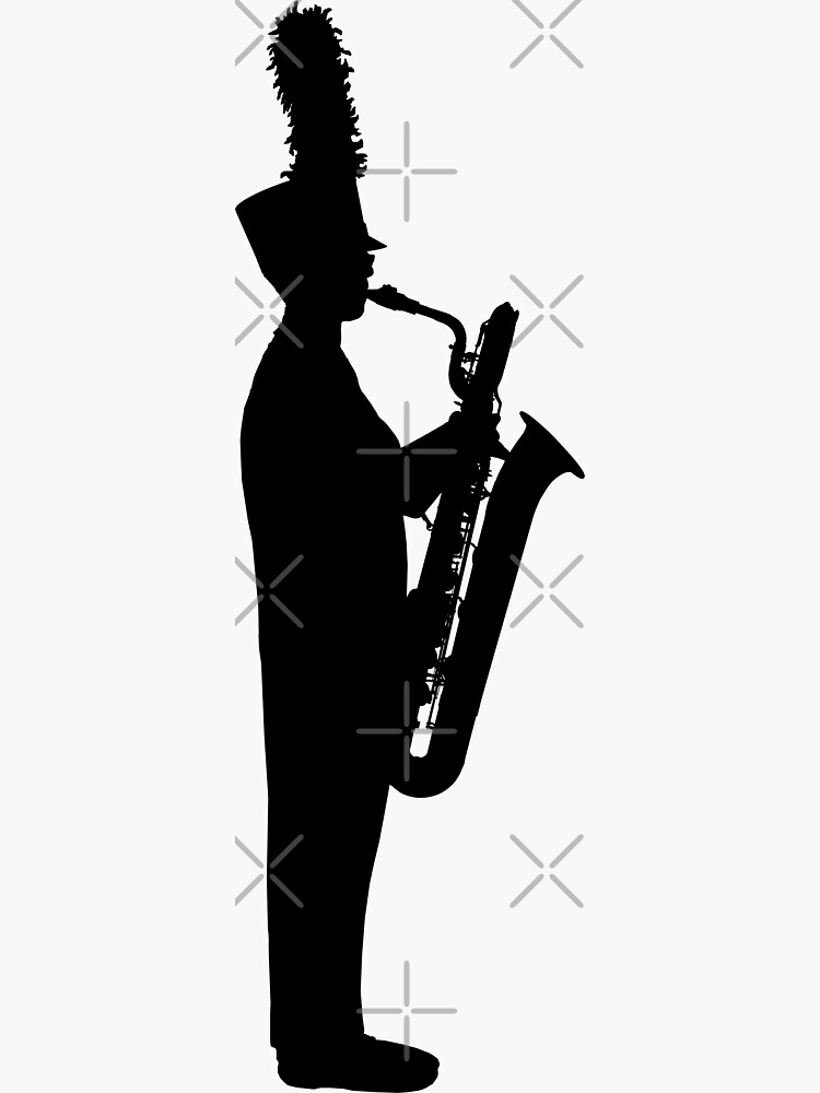 "Marching Band Bari Sax, Standing" Sticker for Sale by Vistascribe ...