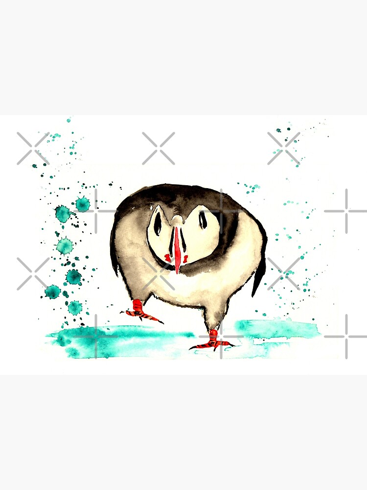 "Puffin, Puffin running, watercolor Puffin" Poster by Rosaliartbook ...