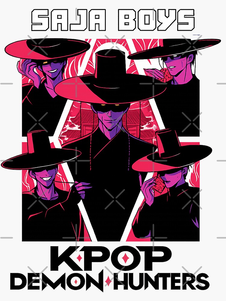 "Saja Boys Boy Band, Kpop Demon Hunters Movie, Bootleg Retro Movie, Demon Hunters" Sticker for ...