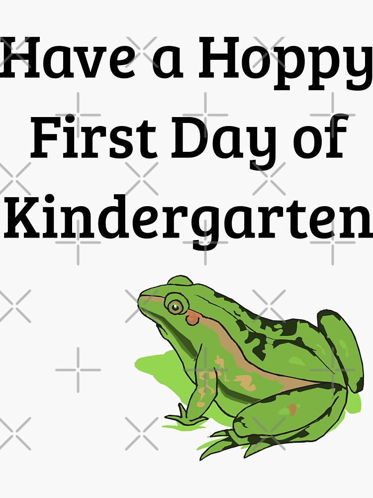 "Hopping Green Frog First day of School" Sticker by EbethS | Redbubble