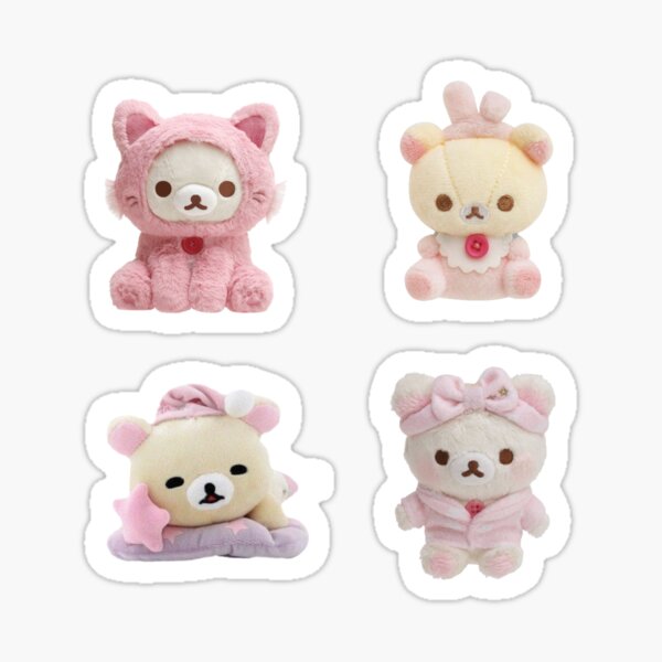 "Rilakkuma sticker pack 2 — pink plushes" Sticker for Sale by loviieas ...