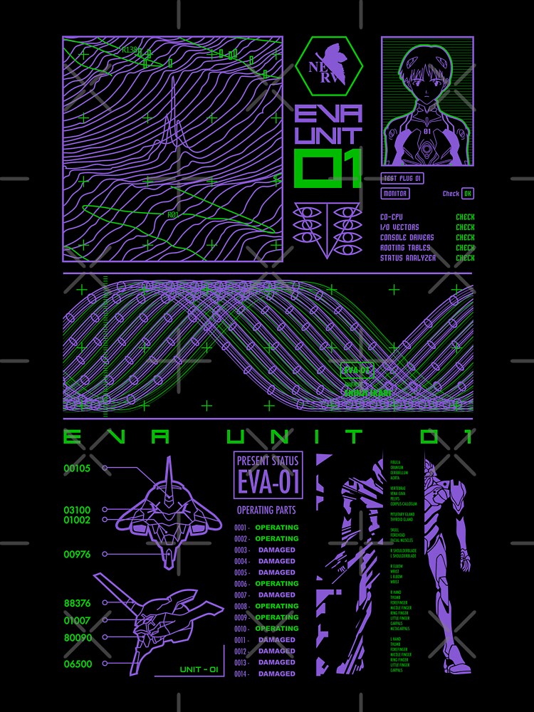 Oversized T-Shirt for Sale mit "476 Eva Interface 01 WHT" von yexart ...