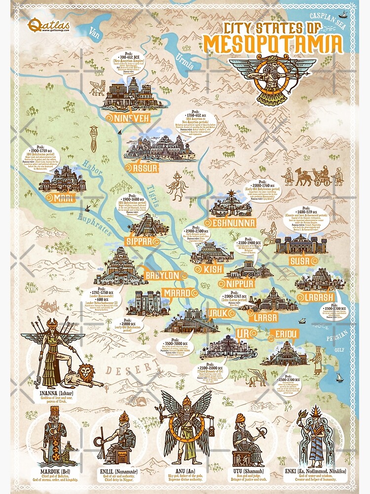 " Map of Ancient Mesopotamia – Illustrated Timeline of the Cradle of ...