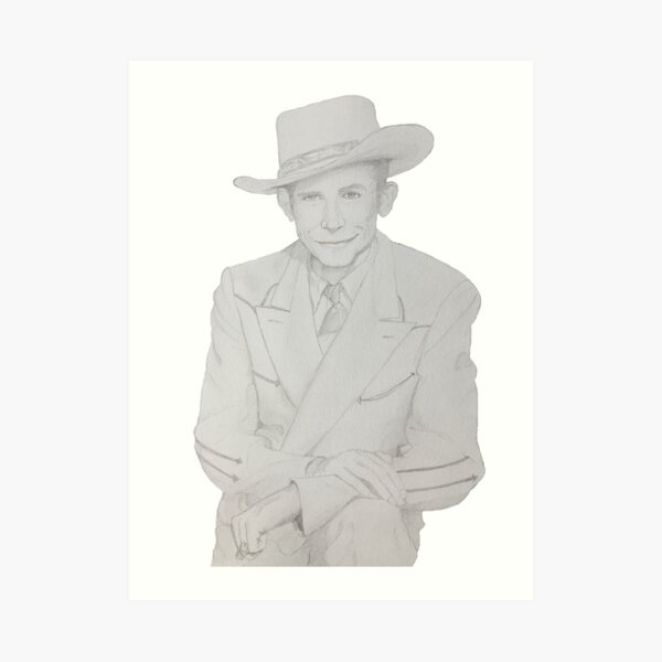 "Hank Williams Sr. - Hand Drawn Pencil Portrait" Art Print by ...
