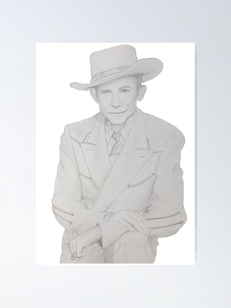 "Hank Williams Sr. - Hand Drawn Pencil Portrait" Poster for Sale by ...