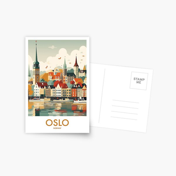 "OSLO TRAVEL ART" Postcard for Sale by MarkedArtPrints | Redbubble