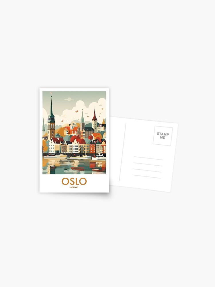 "OSLO TRAVEL ART" Postcard for Sale by MarkedArtPrints | Redbubble