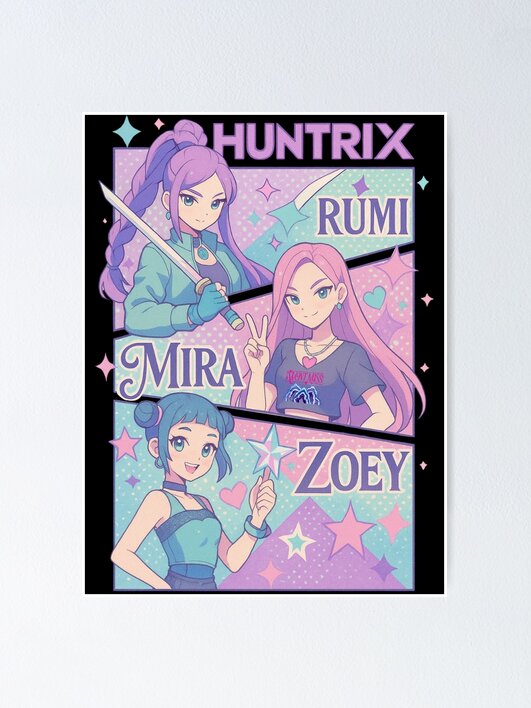 "Huntrix Girls Kpop Demon Hunter Rumi Mira Zoey Retro " Poster for Sale ...