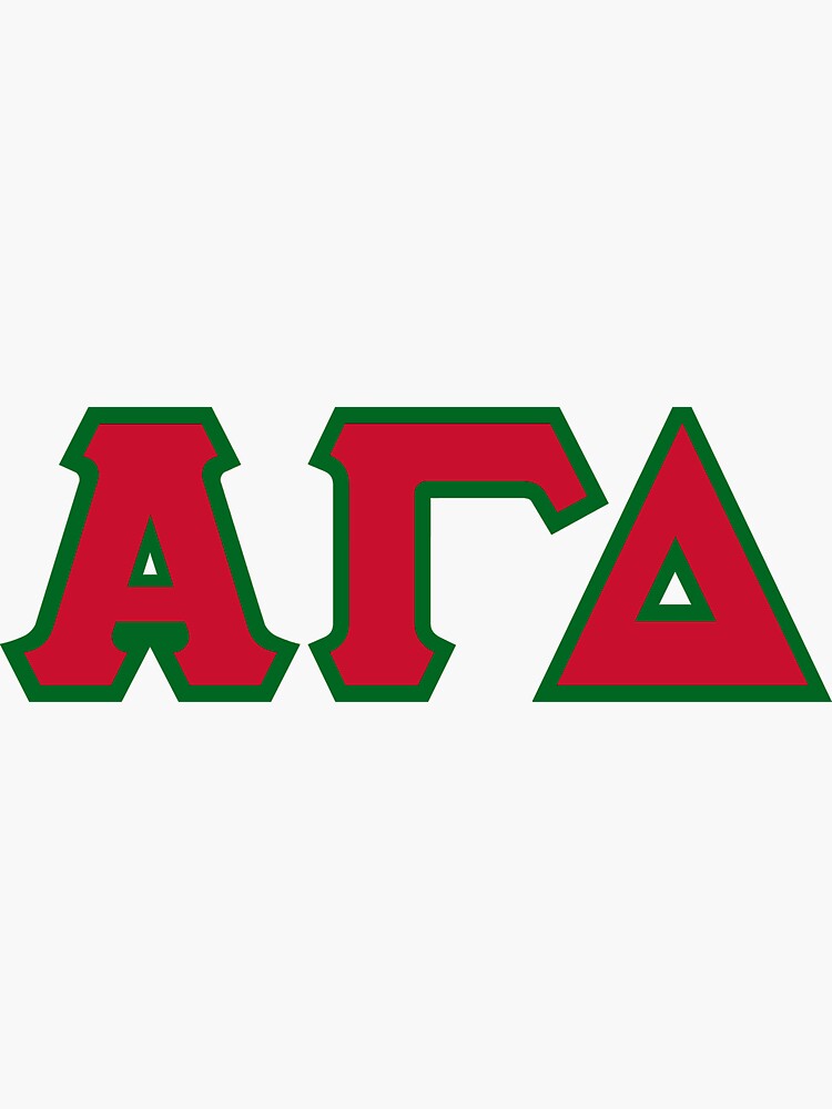 "Alpha Gam Block Letters (Red with Green Outline)" Sticker for Sale by ...