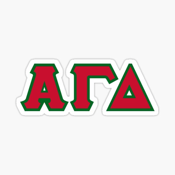 "Alpha Gam Block Letters (Red with Green Outline)" Sticker for Sale by ...