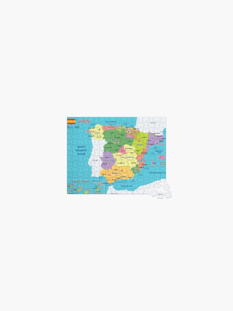 "Spain map with regions and main cities" Jigsaw Puzzle for Sale by ...