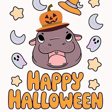" Cute cartoon Moodeng, pygmy hippo Happy halloween , brafdesign" Tote ...