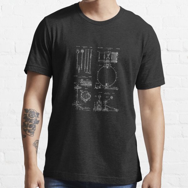 "Drummer Gift Vintage Patent Print Drum Set" T-shirt for Sale by ...