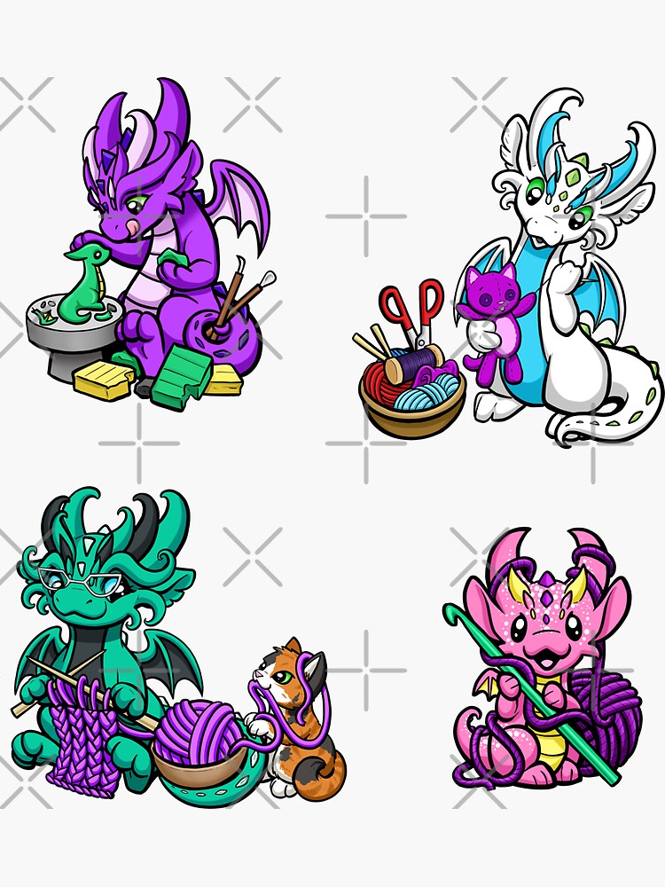 "Craftsy Dragons Sticker Pack 1" Sticker for Sale by Rebecca Golins ...