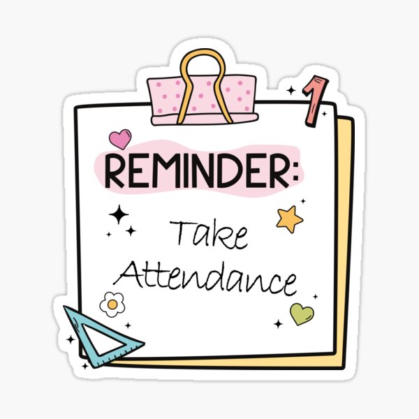 "Groovy Reminder: Take Attendance – Cute Post-it Note Illustration ...