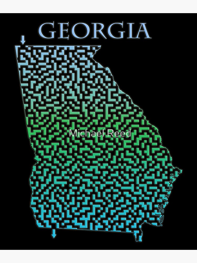 "Georgia State Outline Maze & Labyrinth" Poster for Sale by gorff ...
