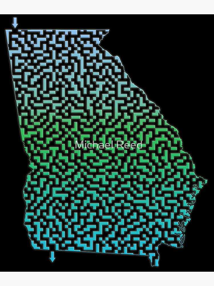 "Georgia State Outline Maze & Labyrinth" Poster for Sale by gorff ...