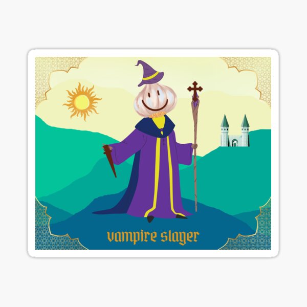 "Garlic Wizard Vampire Slayer" Sticker for Sale by EJVisuals | Redbubble