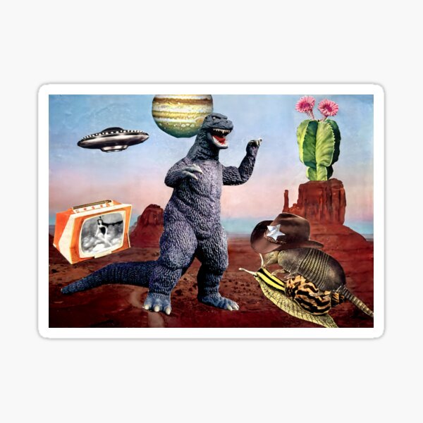 "Godzilla Western" Sticker for Sale by S-E-W | Redbubble