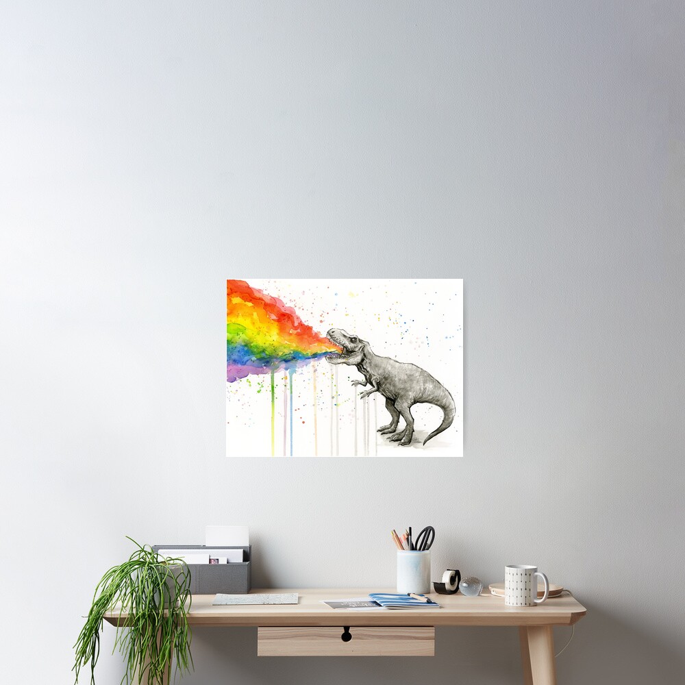 "T-Rex Puking Rainbow Taste the Rainbow" Poster for Sale by olga ...