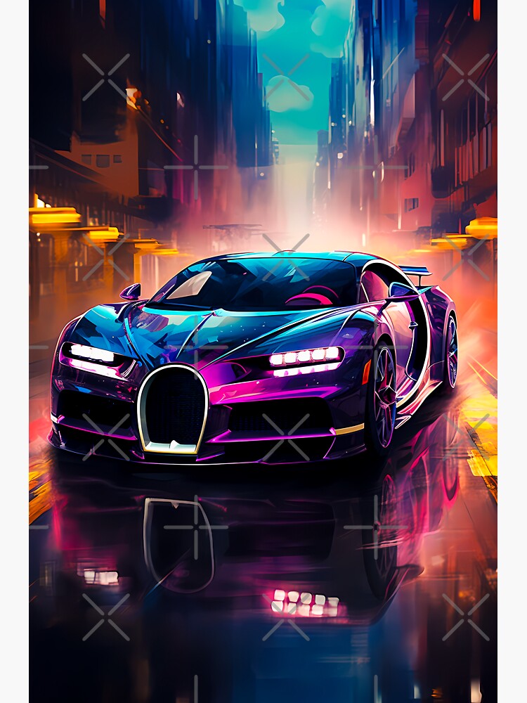 "Hypercar Reflections on Vibrant Night Streets" Sticker for Sale by ...
