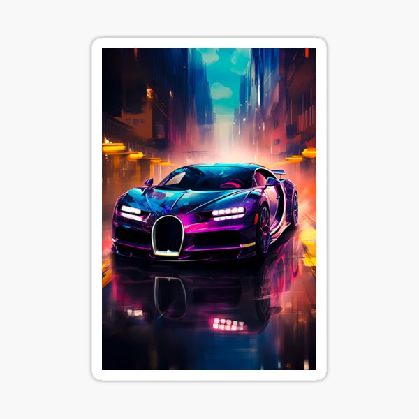 "Hypercar Reflections on Vibrant Night Streets" Sticker for Sale by ...
