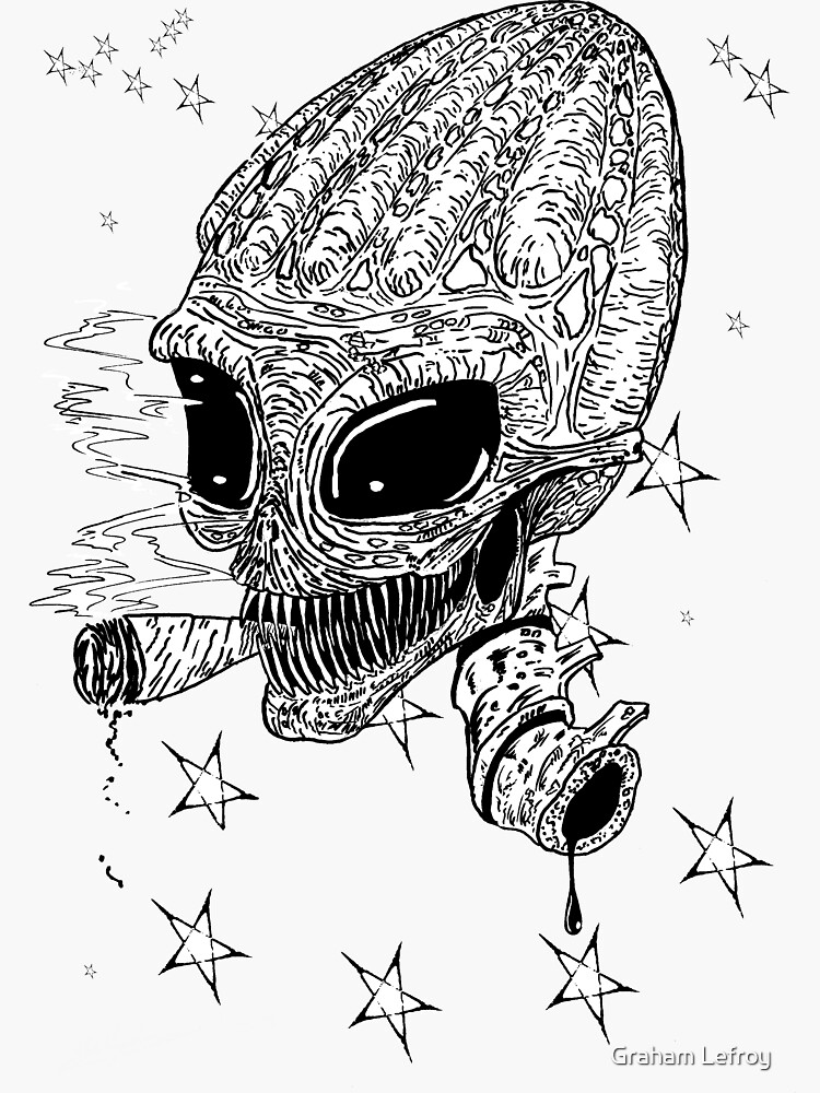 "Smoking alien" Sticker for Sale by Gorgalac | Redbubble