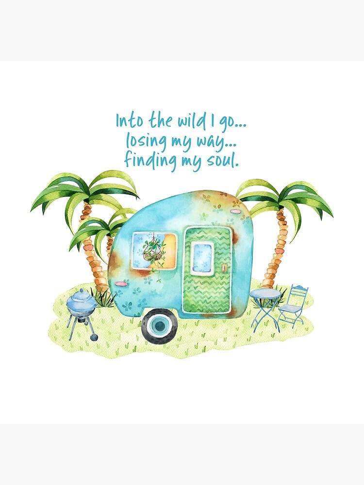 "Blue Watercolor Camper Caravan - Finding my Soul - for the lover of ...