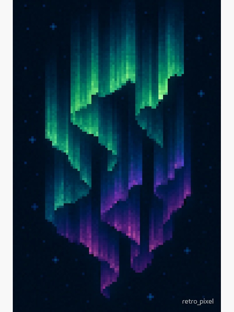 "Aurora Borealis Pixel Art – Glowing Northern Lights in Space" Poster ...