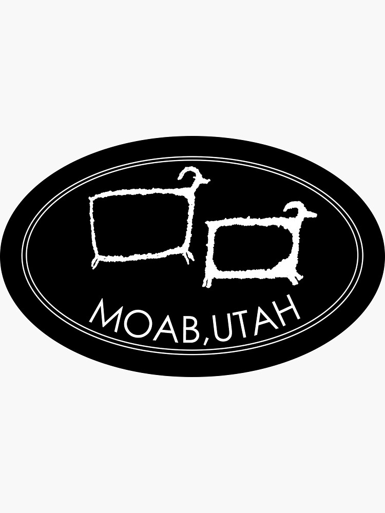 "Moab, Utah - Desert Bighorn Petroglyph Style Design" Sticker by ...