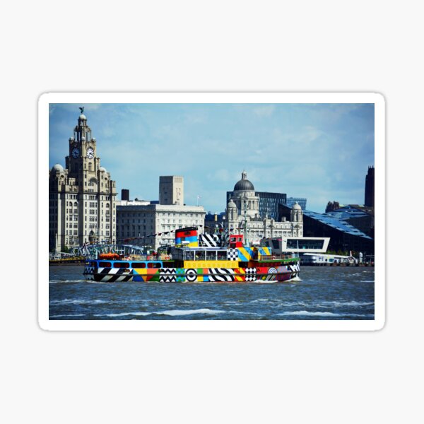 "Mersey Ferry boat, Snowdrop painted with Dazzle camouflage" Sticker ...