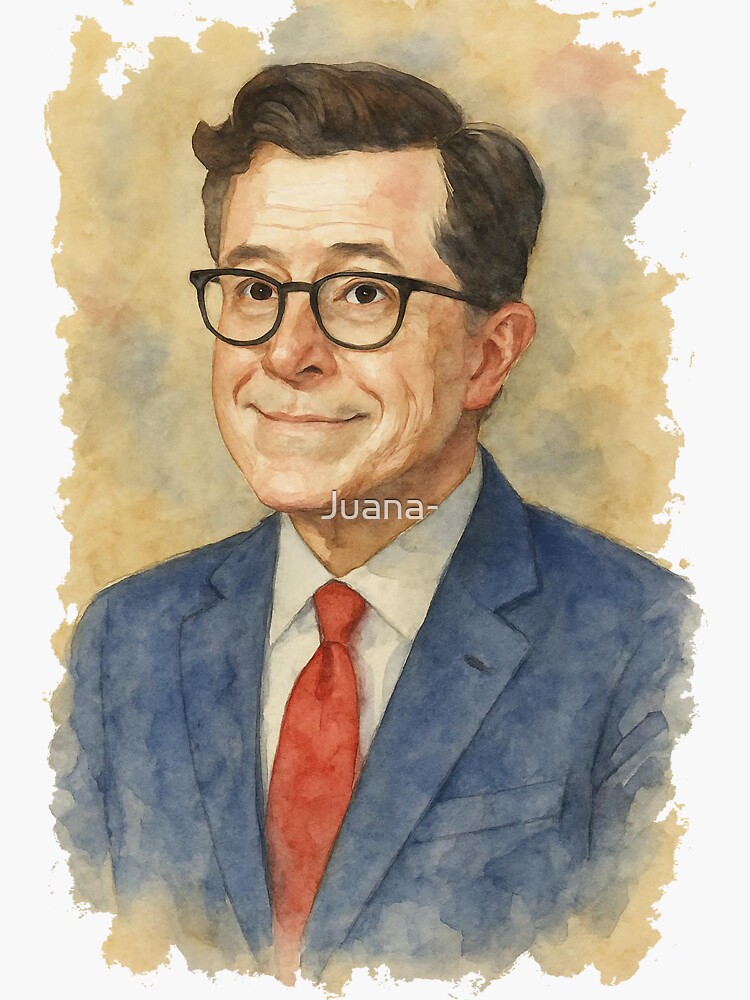 "Stephen Colbert Watercolor Painting " Sticker for Sale by Juana ...