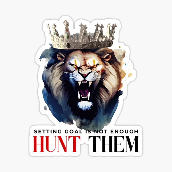 "Goal Hunter Lion Design" Sticker for Sale by WarriorsArmour | Redbubble