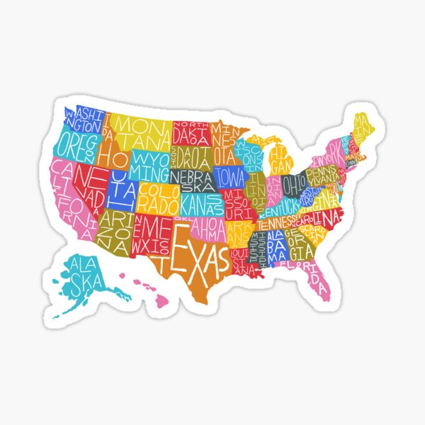 "United States Map" Sticker for Sale by Matthew Taylor Wilson | Redbubble