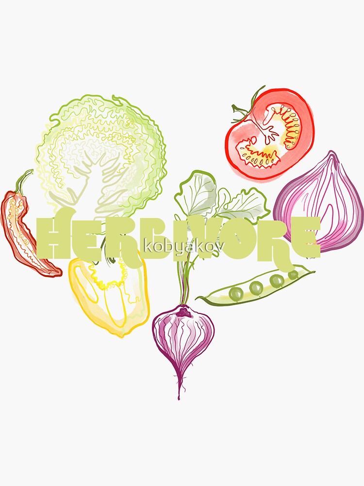 "herbivore heart - green" Sticker for Sale by kobyakov | Redbubble