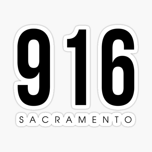 "Sacramento, CA - 916 Area Code design" Sticker for Sale by ...