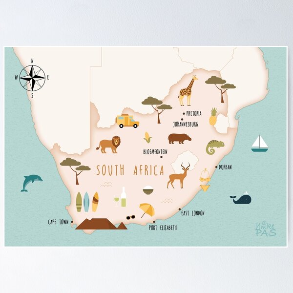 "Illustrated map of South Africa" Poster for Sale by ymkesinfogr ...