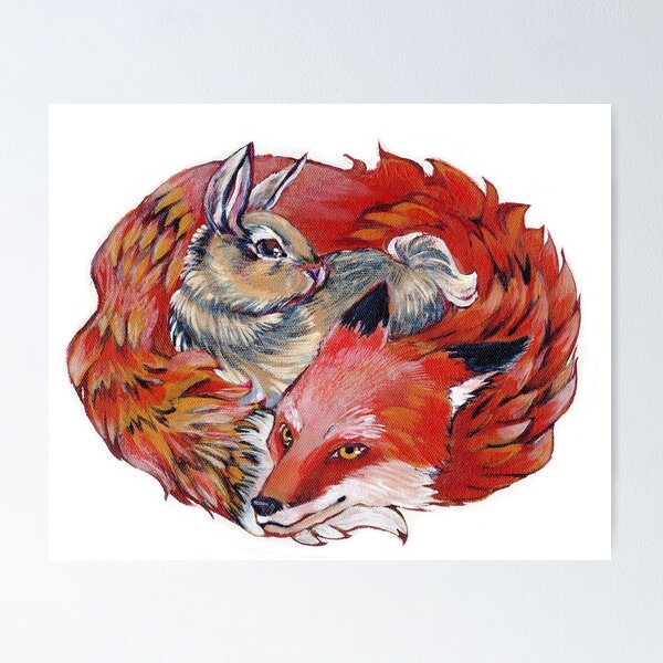 "Predator Prey Entangled - Fox and Rabbit" Poster for Sale by ...
