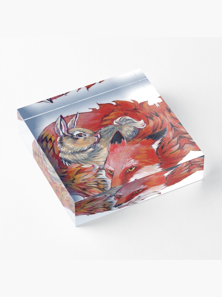 "Predator Prey Entangled - Fox and Rabbit" Acrylic Block for Sale by ...