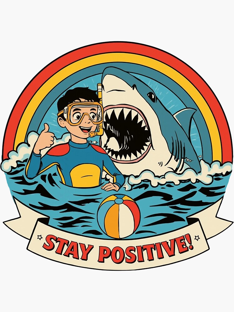 "Stay Positive Shark Art" Sticker for Sale by saltylemon6 | Redbubble