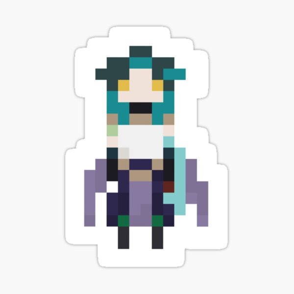 "Xiao Genshin Pixel Art" Sticker for Sale by tangerine-- | Redbubble