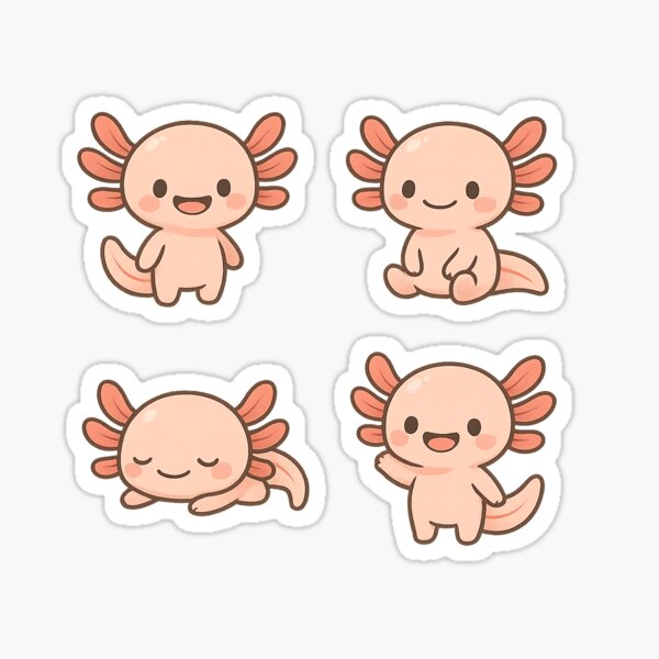 "Cute Chibi Axolotl Sticker Set" Sticker for Sale by IttyChibi | Redbubble