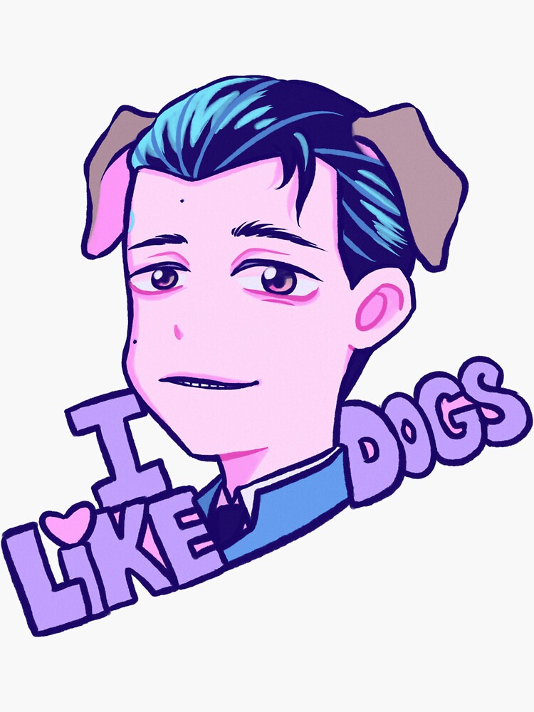 "DBH Connor I Like Dogs" Sticker for Sale by raaawrbin | Redbubble