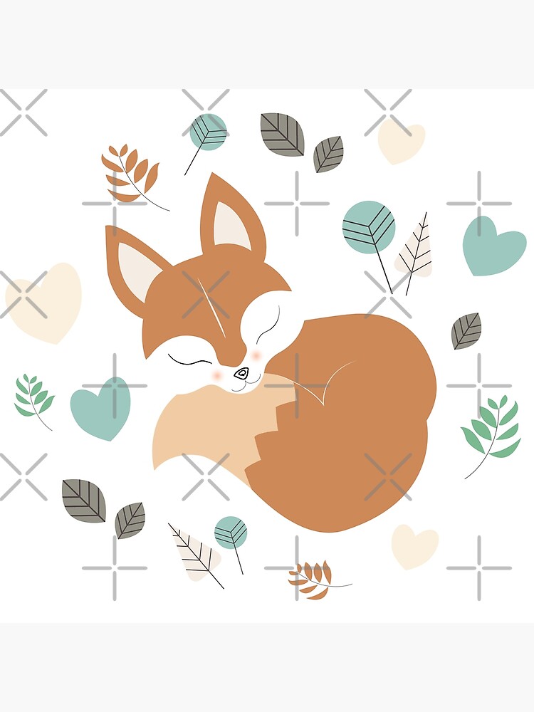 "Sleepy Fox Pattern in The Cartoon Woodland" Art Print by Arch4Design ...