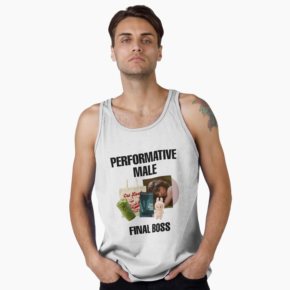 "performative male final boss matcha clairo labubu tote bag books the bell jar sylvia plath ...