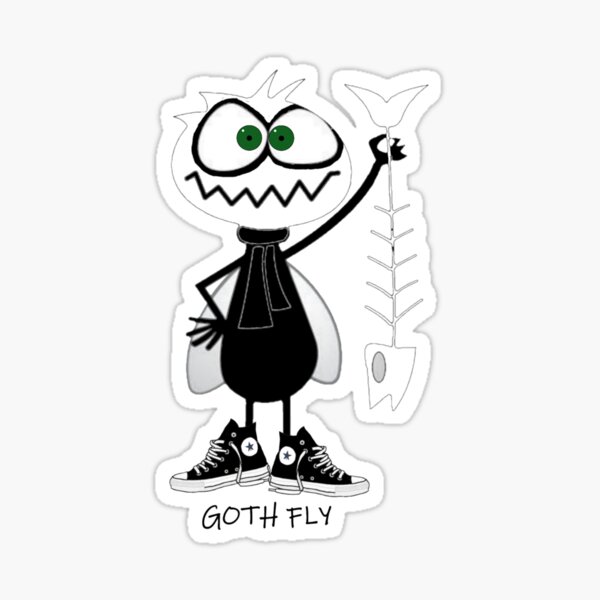 "Goth Fly Cartoon Critter" Sticker for Sale by famousflies313 | Redbubble